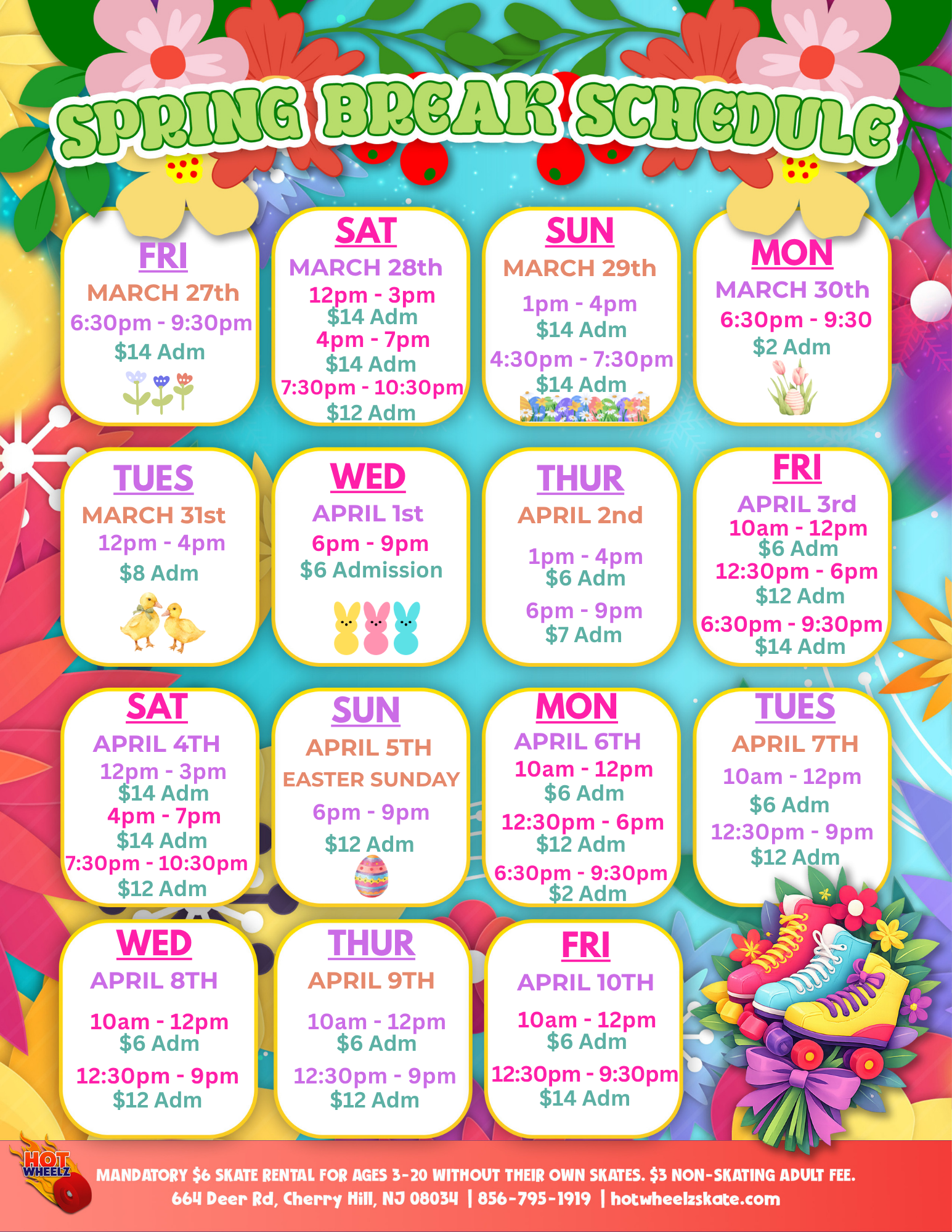 Spring Break Schedule - Hot Wheelz